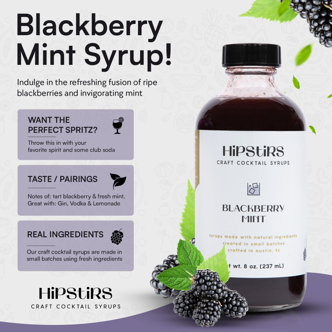 Cocktail Syrup Summer Trio Pack | Lavender Haze, Blackberry Mint ...